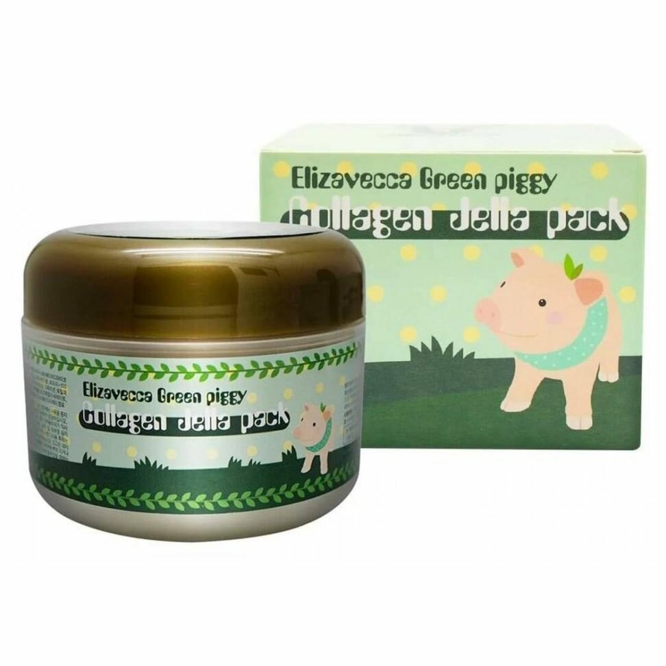 Маска Elizavecca Face & Eyes Care Green Piggy Collagen Jella Pack, гелевая коллагеновая, 100 мл