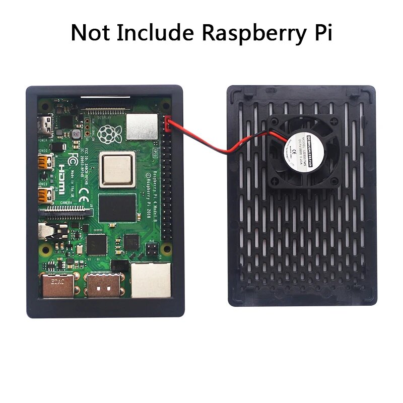 Корпус для Raspberry Pi 4 с вентилятором, черный