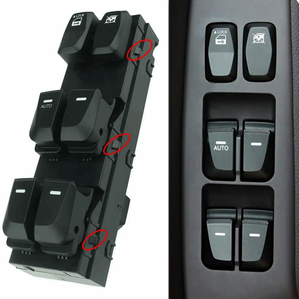 Блок управления стеклоподъёмниками, левая, водительская сторона, Кнопка с синей подсветкой/ для Hyundai ix35; Хендай ix35/ Hyundai Tucson; Хендай Туссон