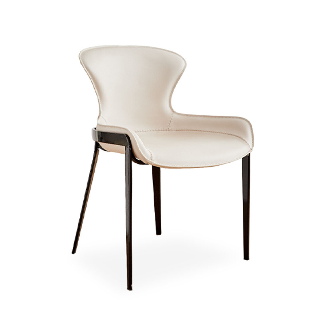 Дизайнерский кожаный стул Flair (белый, черные ножки)