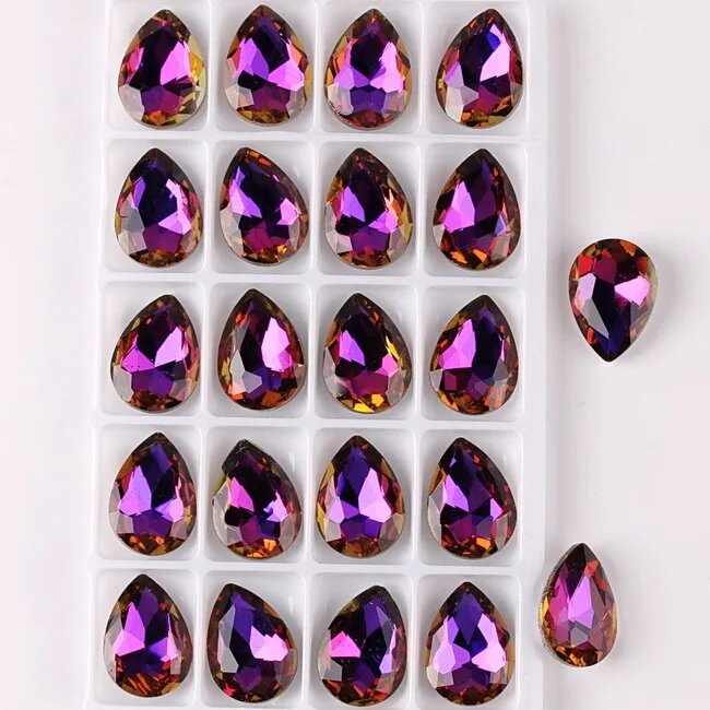 Стеклянные кристаллы SNCRYSTAL форма капли Фиолетовый, 10x14mm 20pcs, A12 Amethyst RB