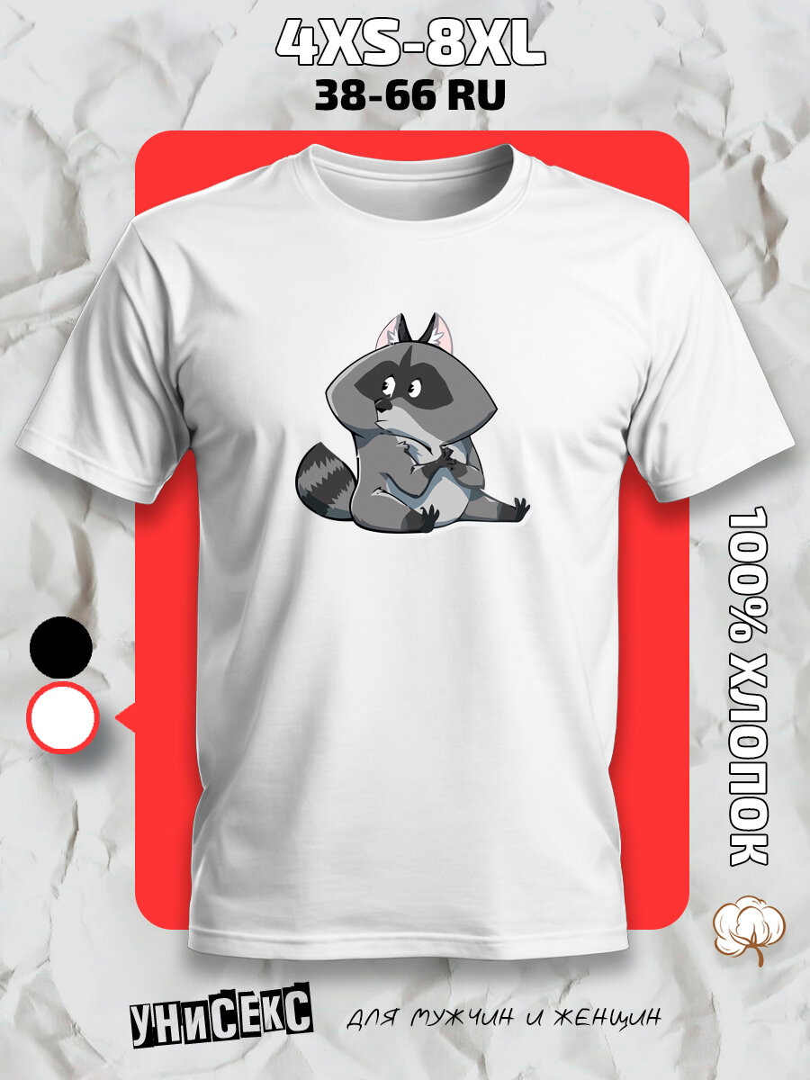 Футболка с принтом енот стикер