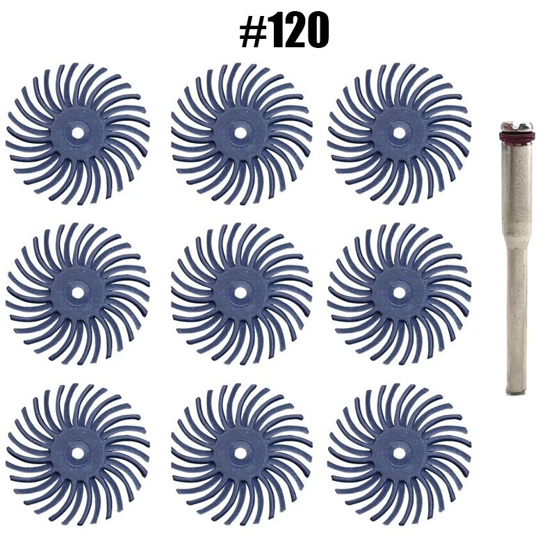 Набор дисков с радиальной щетиной, 1 дюйм, 10 шт, абразивная щетка 1/8 2.35mm Shank, 120 Grit