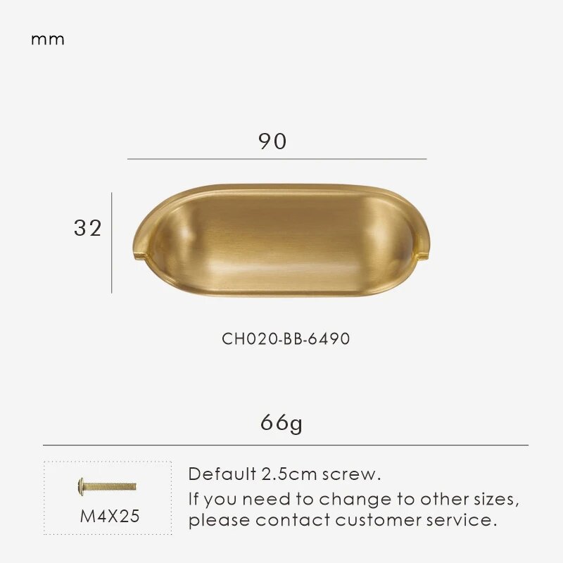 Латунные ручки для шкафов Nurlin CH020-BB-6490