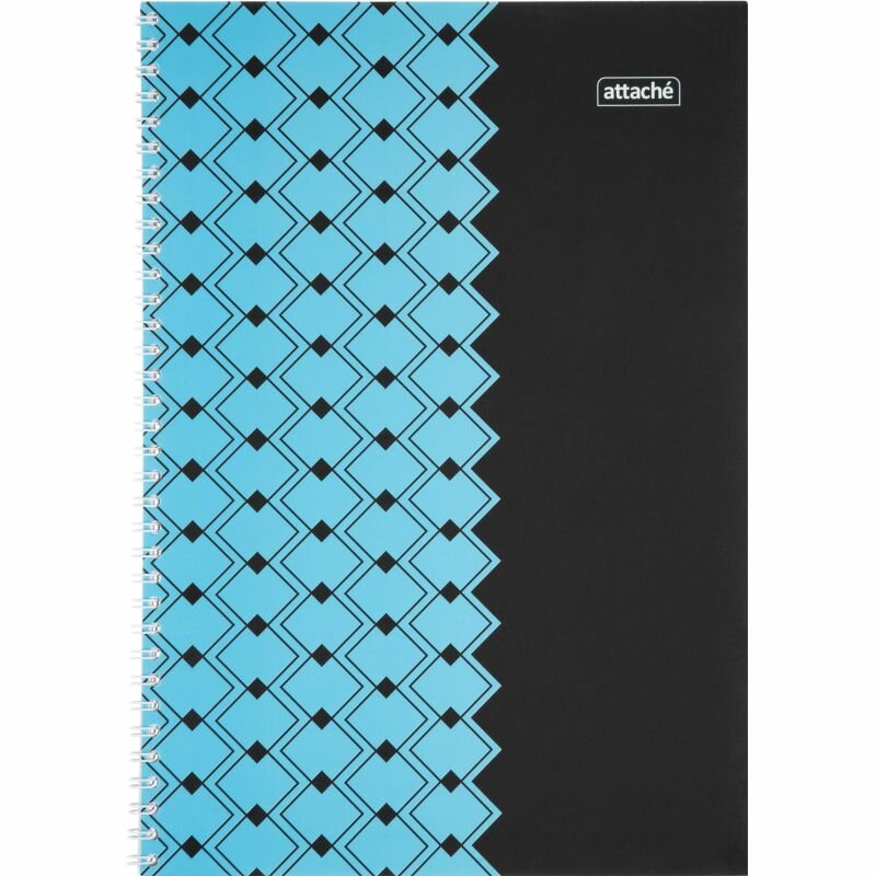 Attache Тетрадь общая Персия Голубой-Черный, клетка, А4, 60 листов, 65 г, гребень, Вд-лак
