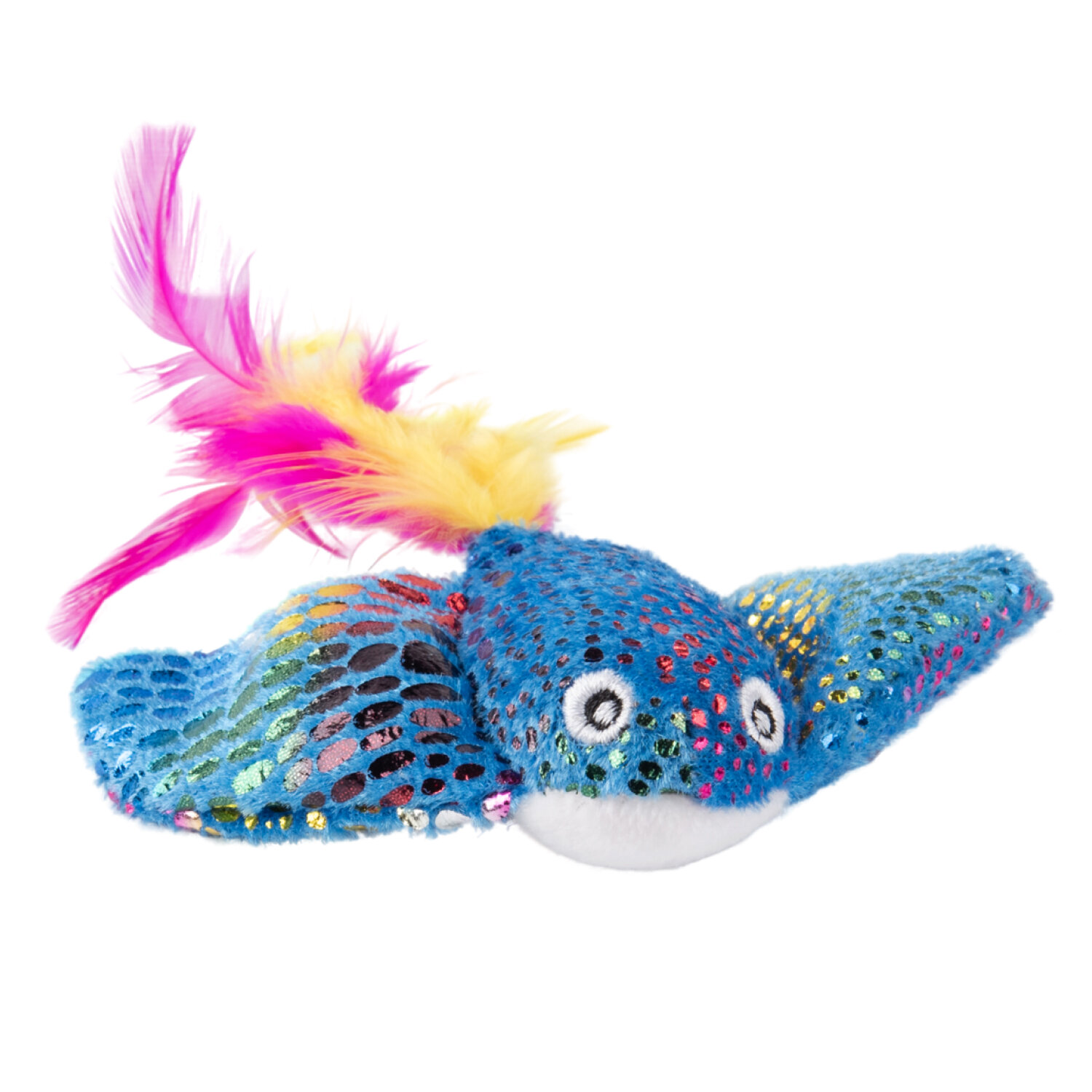 Игрушка Mr.Kranch для кошек Скат плюшевая с кошачьей мятой и перышками 16 см голубая VLT-MKR542274
