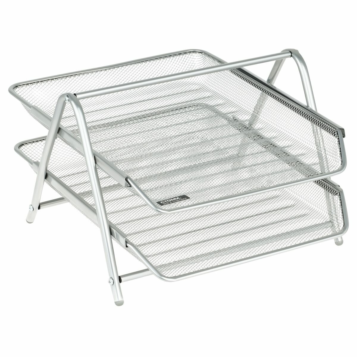 Лоток для бумаг горизонтальный Стамм, 2 секции, металл, серебристый (ЛТГ-31233)