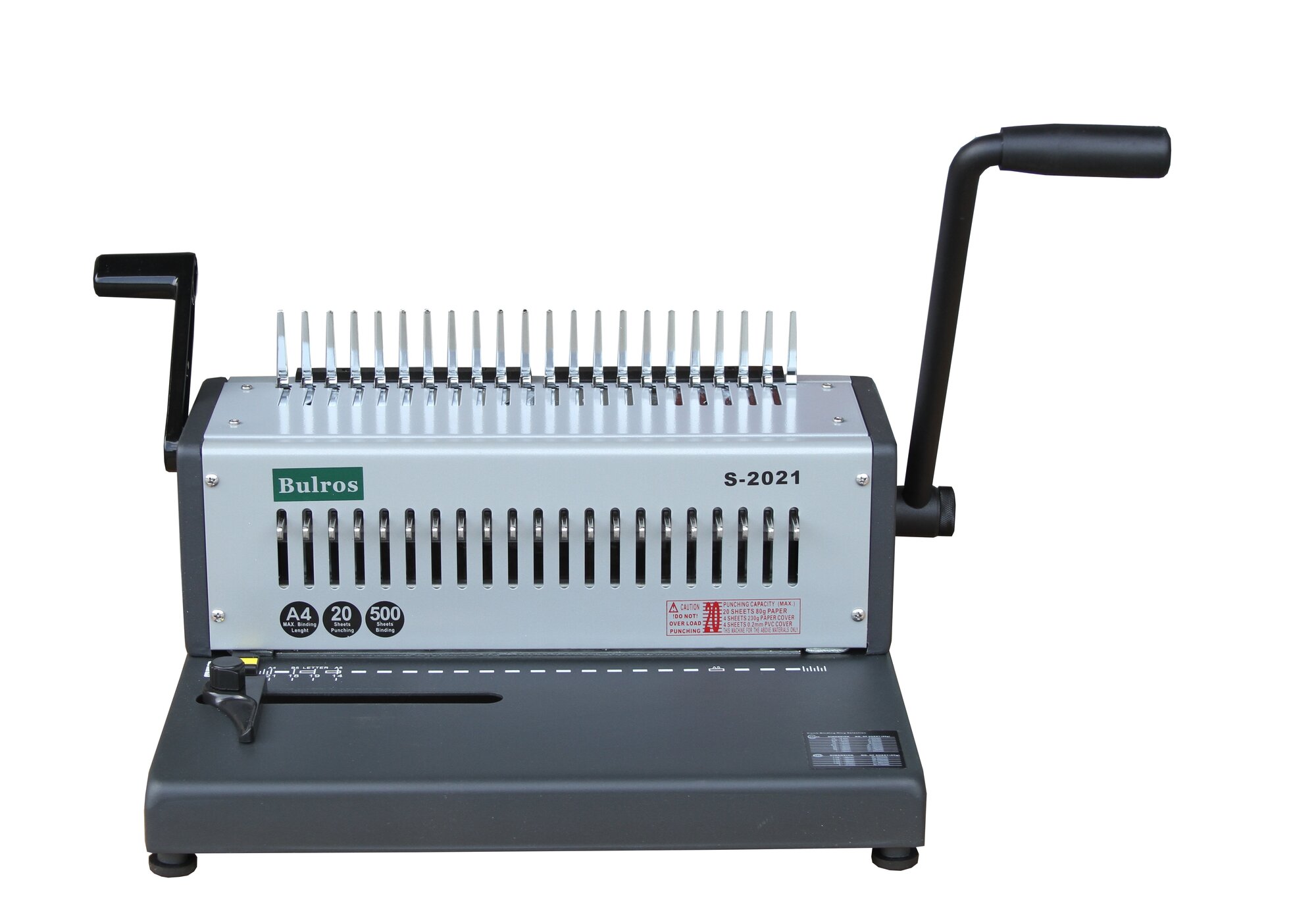 Переплетчик Bulros S-2021 на пластиковую пружину 20/500 листов, A4 (297мм) отключение ножей