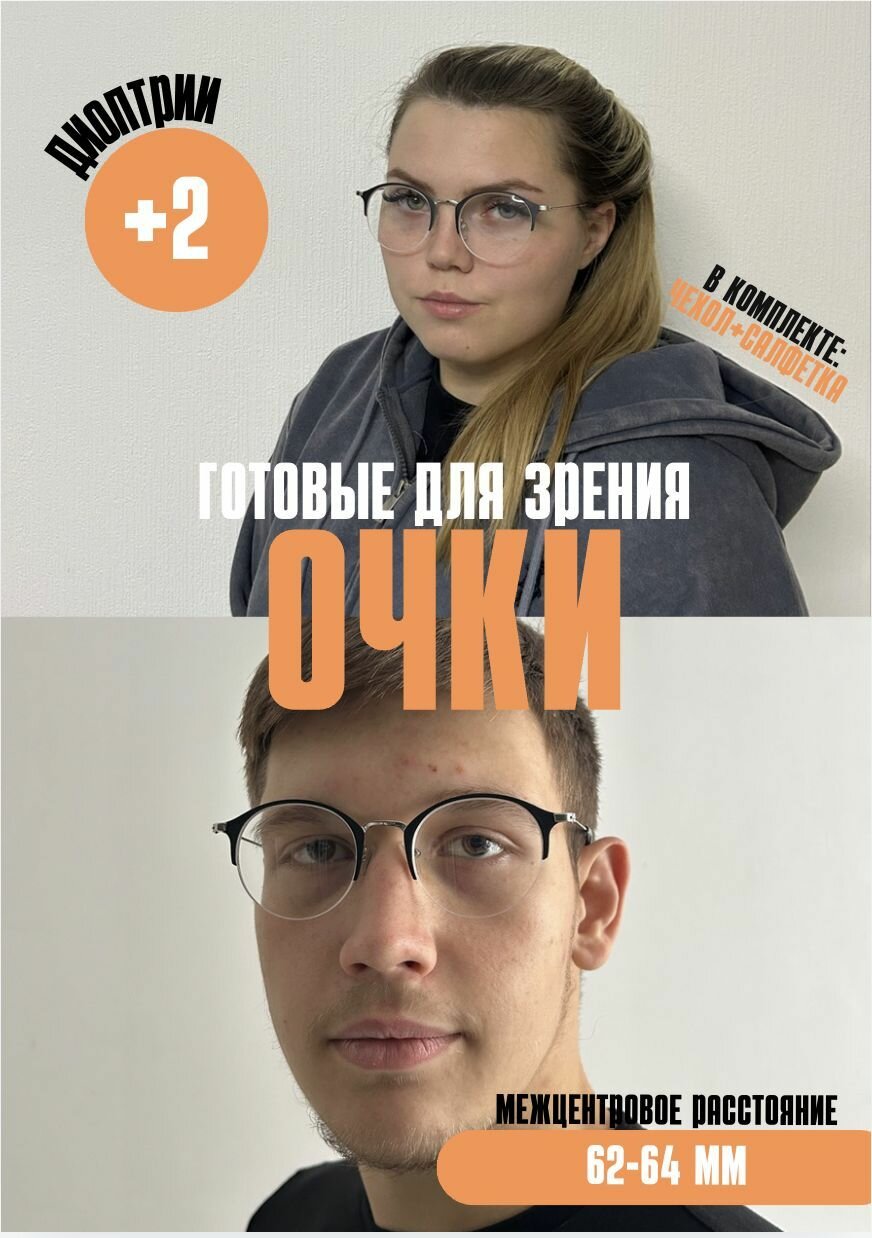 Готовые очки для зрения +2