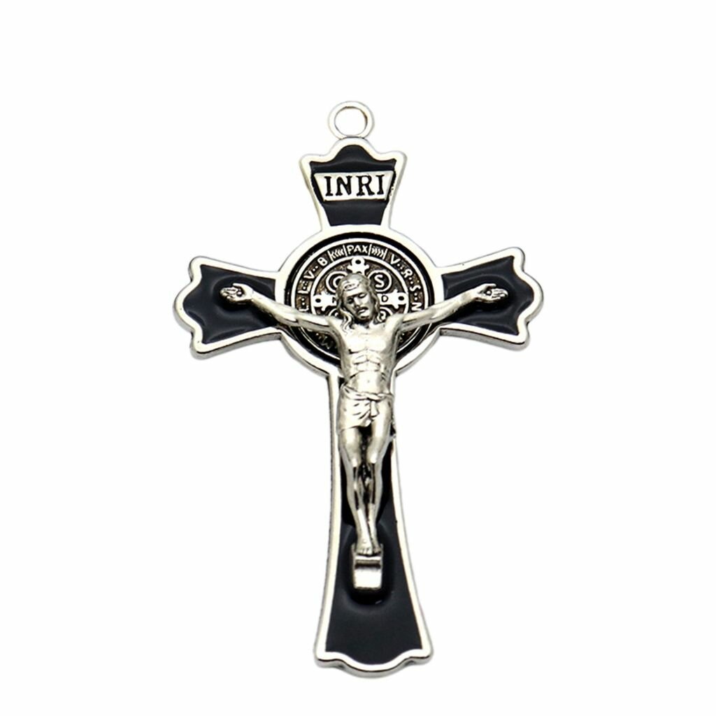 Внутреннее убранство рабочего стола, Католический крестик - серебряный, 1 штука