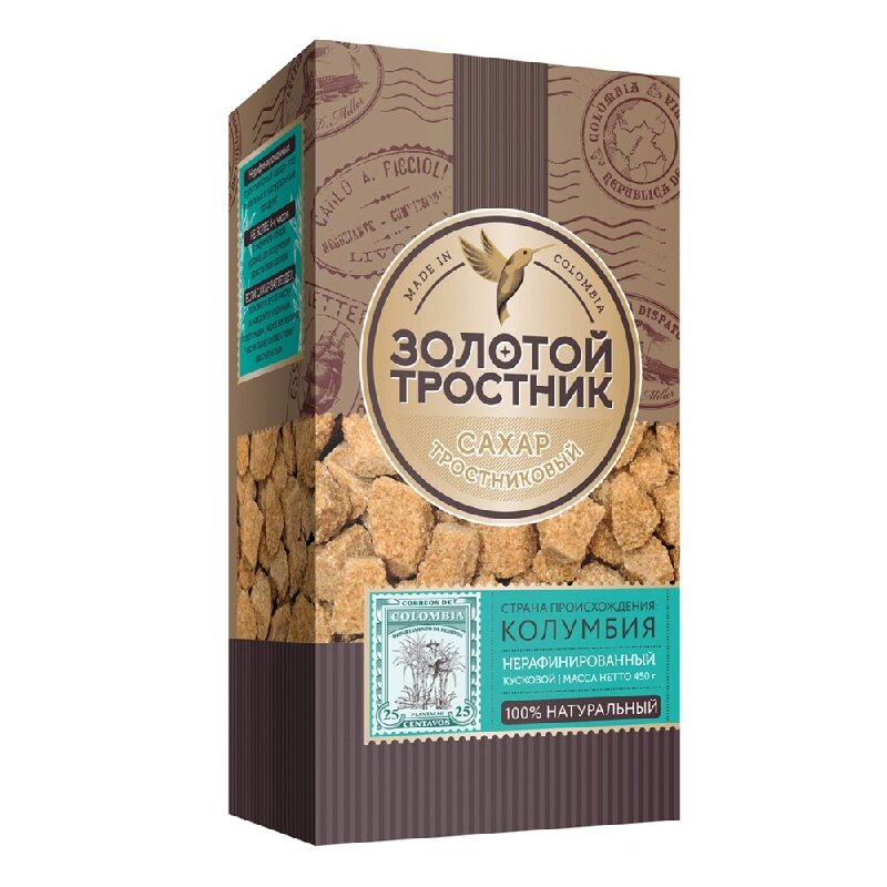 Сахар золотой тростник кусковой нерафинированный /картон/ 450г