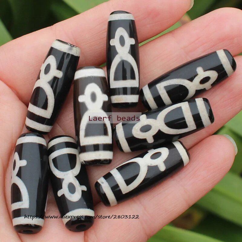 Черный Тибетский Дзи-Агат бусина лаerf beads 28-30 мм Черный, Fortune God