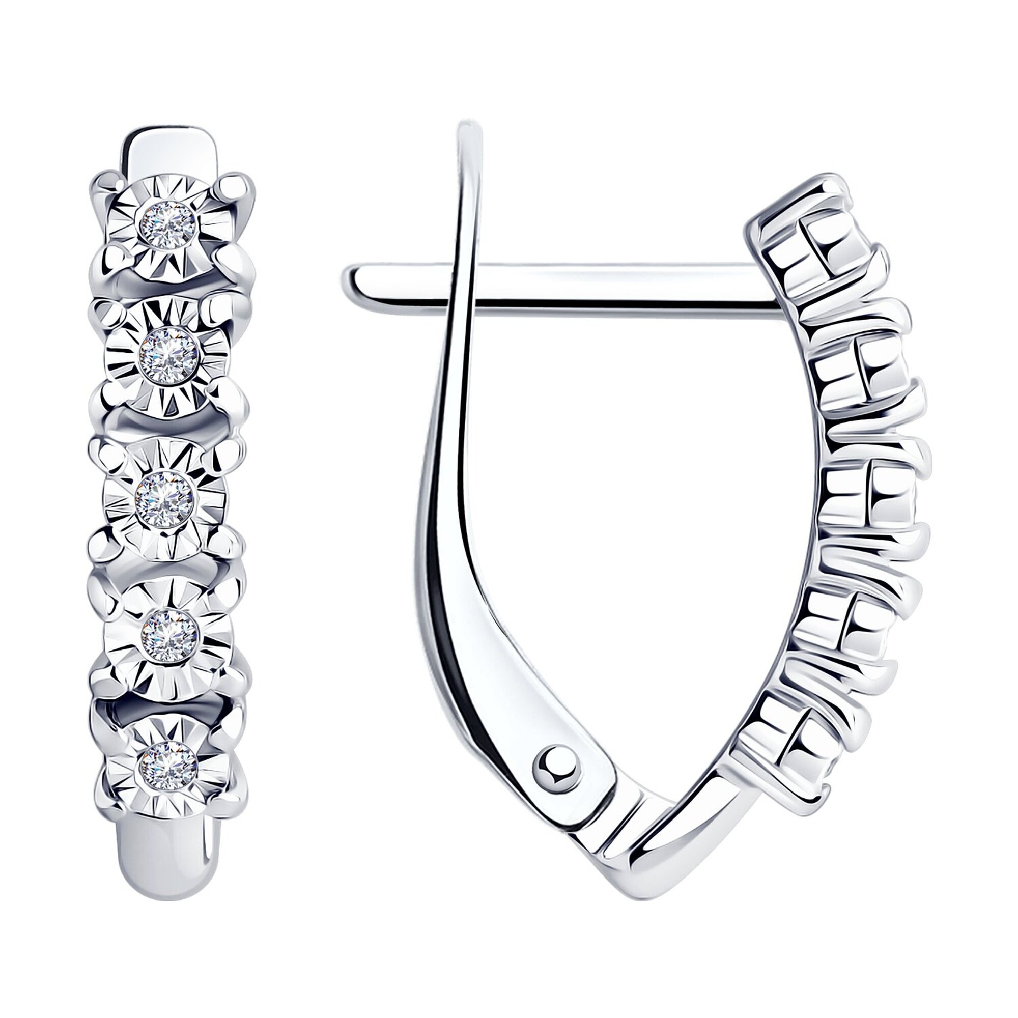 Серьги, серебро, 925 проба, родирование, бриллиант