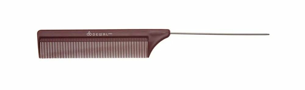 Расческа рабочая DEWAL Pro серия CARBON BORDO, 20,5 см, с металлическим хвостиком, антистатик, бордовая