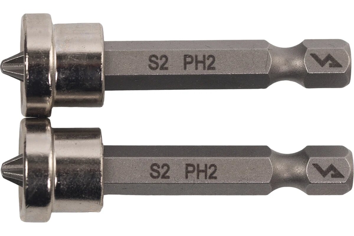 VIRA магнитные биты PH2 50 мм набор 2 шт с ограничителем слесарного инструмента 554503