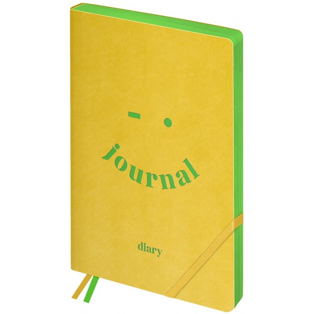 БиДжи DuB5_60758 Ежедневник недатированный, b5, 136л, мягкий переплет, кожзам, bg neon, желтый, цветной срез, с резинкой