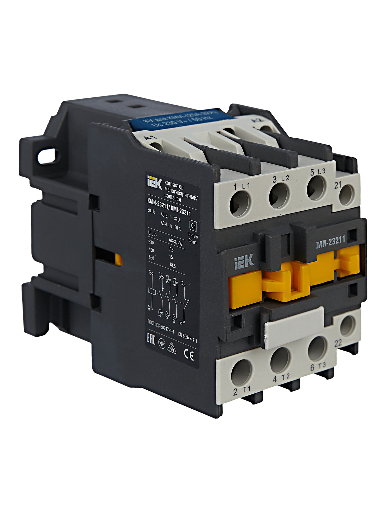 Контактор малогабаритный КМИ-23211 32А 230В/АС3 1НЗ ИЭК KKM21-032-230-01 IEK
