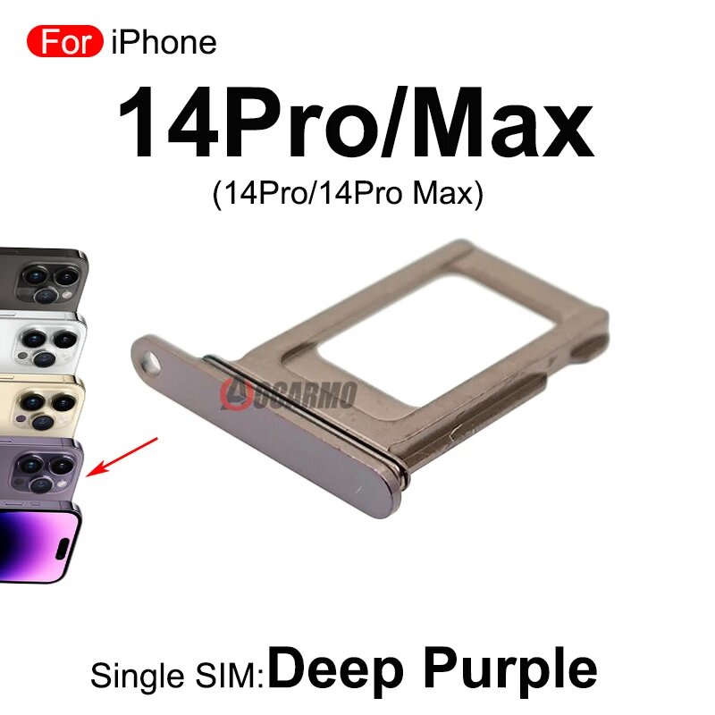Одиночная/двойная Sim-карта для iPhone 14 Pro 14Pro Max SIM лоток Слот держатель пространства черный/серебристый/темно-фиолетовый/Золотой запасные части Purple--Single Sim