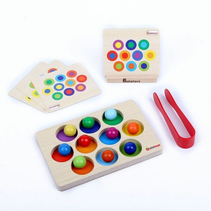 Сортер Alatoys с пинцетом "Цветные шарики" (СОР87)