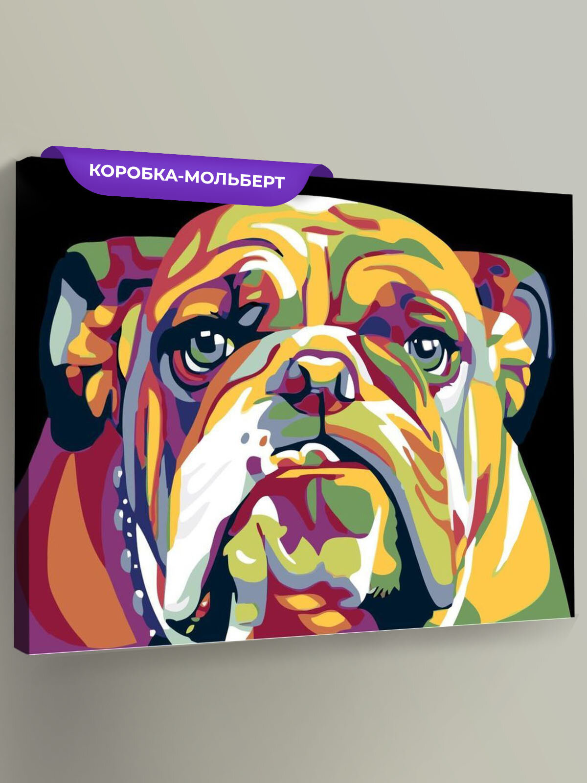 Картина по номерам ЖПН на холсте с подрамником "Собаки: забавный бульдог" Раскраска 40х50 см