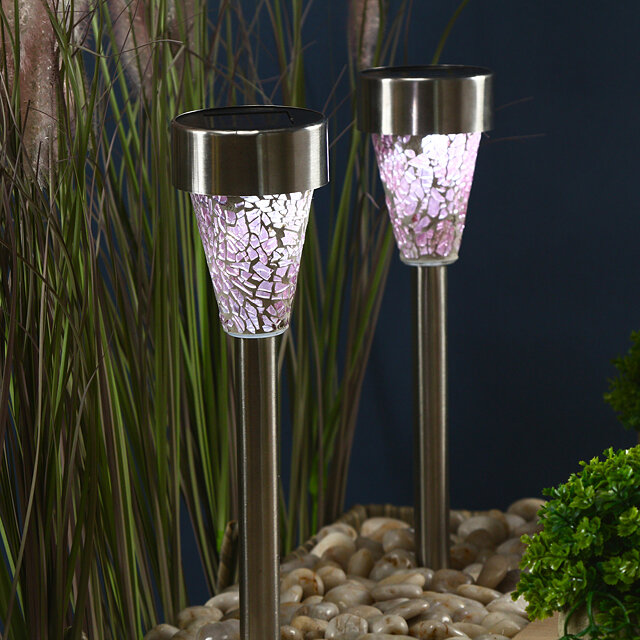 Садовый фонарь на солнечной батарее Solar Craquelure 28 см, розовый, IP44, Kaemingk, 894781-1