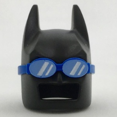 Minifigure, Headgear Mask Batman Cowl (Angular Ears, Pronounced Brow) with Blue Goggles Pattern, 27161pb01 Black U