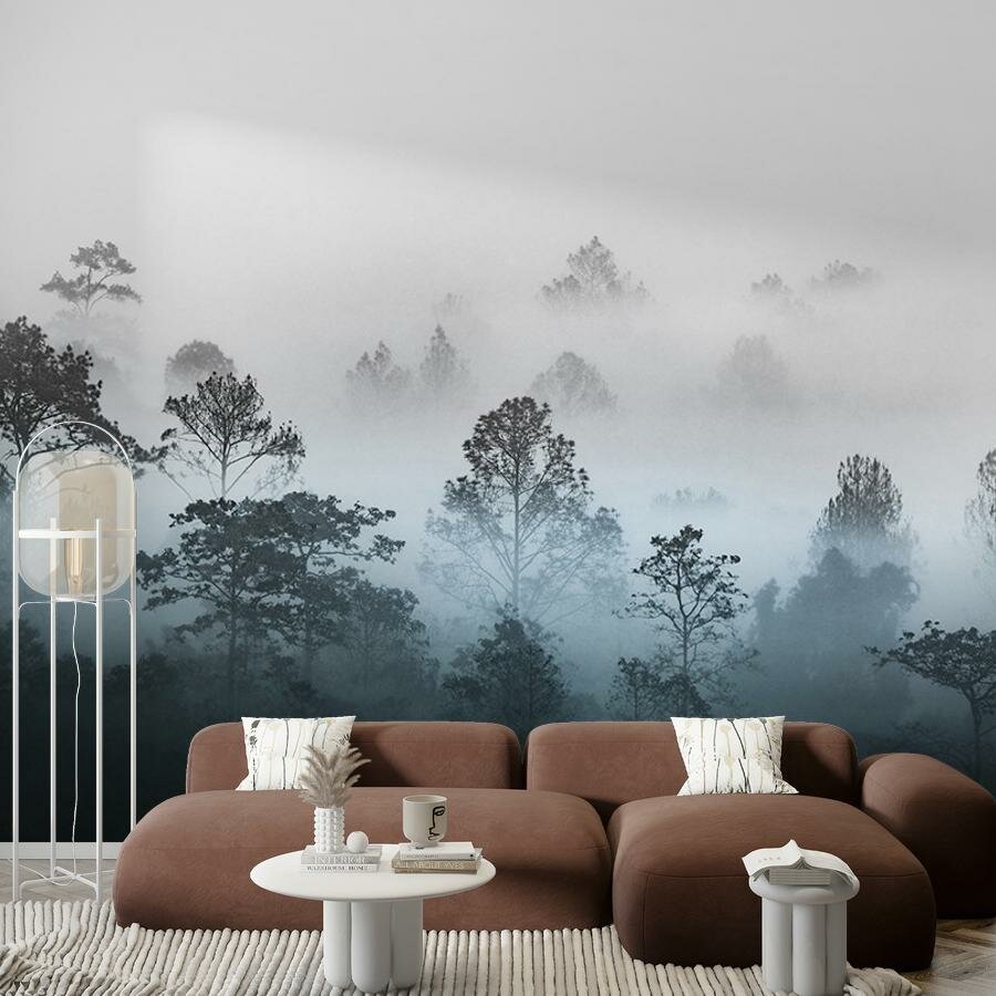 Фотообои Лес в утреннем тумане 9-2026-M-Велюр 270 x 300 см (ВхШ) Бесшовные, флизелиновые, влагостойкие обои MasterFresok