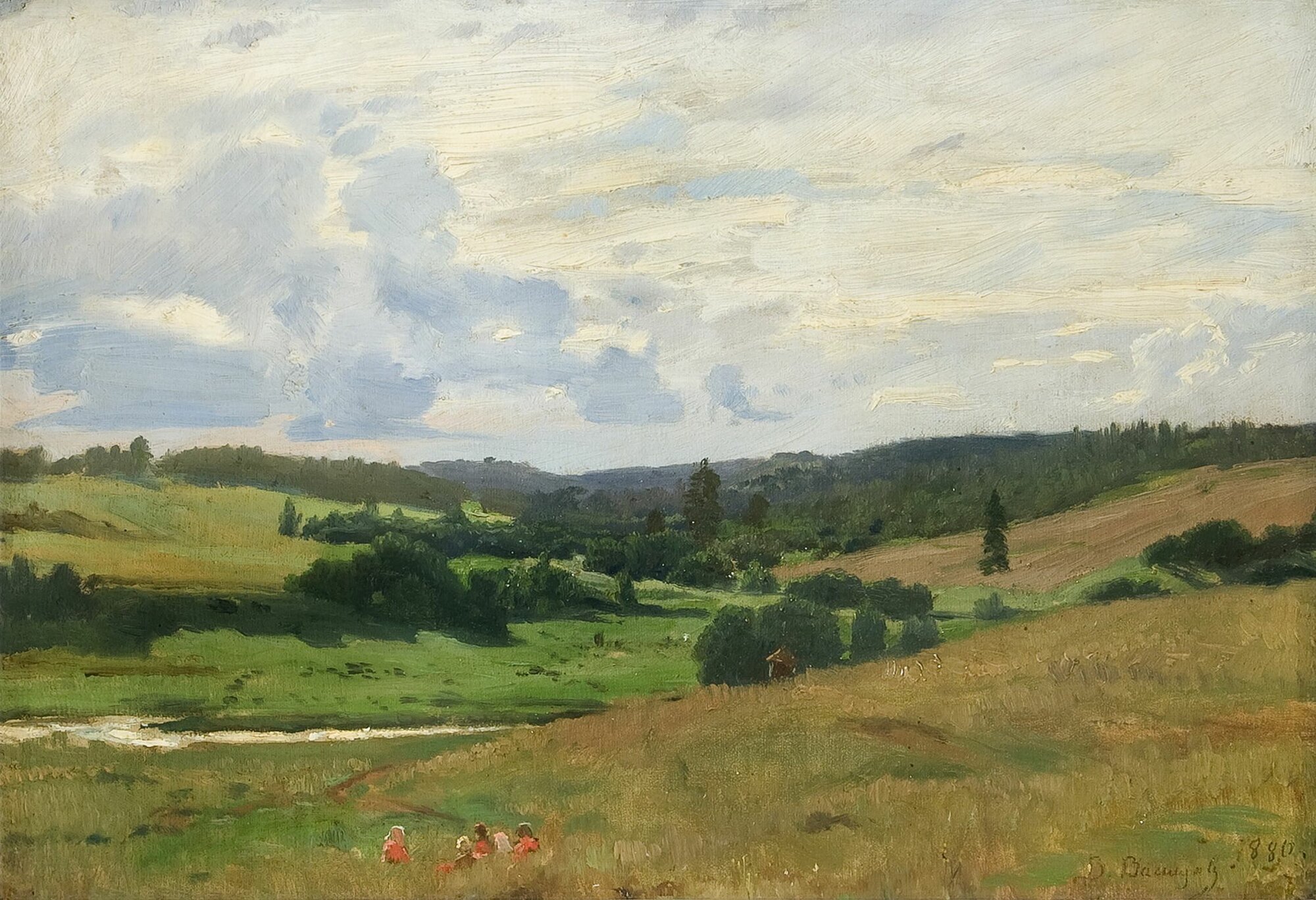 Картина Васнецова Виктора Долина речки Вори у деревни Мутовка 80х55 см