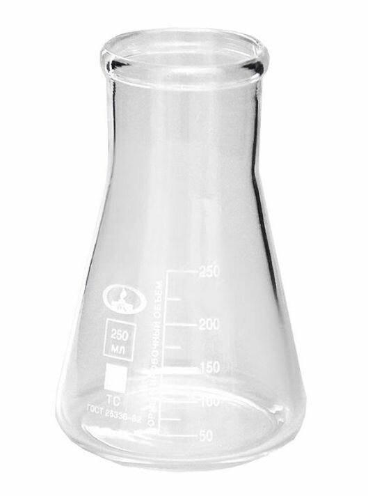 Колба коническая (Эрленмейера) КН-2-250-50, 250 мл (без шлифа)