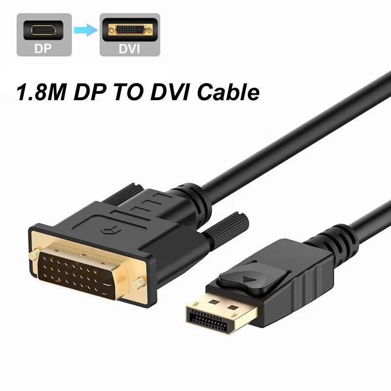 Кабель-адаптер Displayport Male — DVI 24+1 Male, 1,8 м, HD 1080P, преобразователь DP в DVI, шнур для монитора, проектора, HDTV TV Box, ноутбука