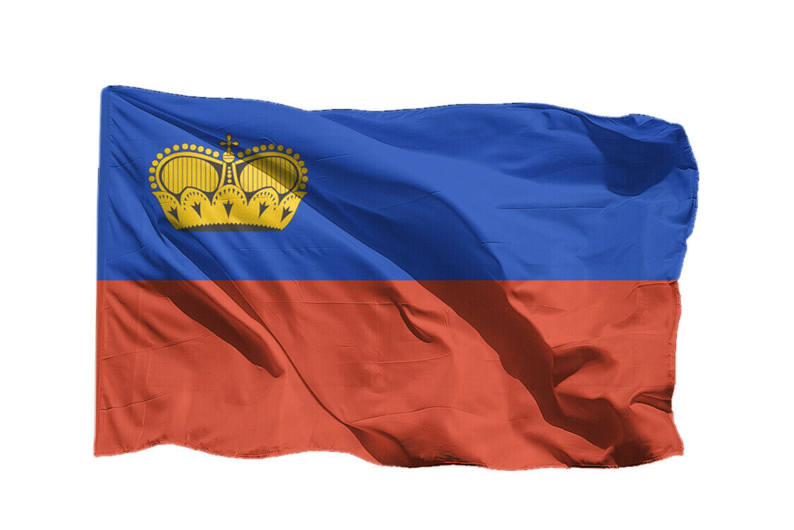 Флаг Лихтенштейна на шёлке, 70х105 см - для ручного древка