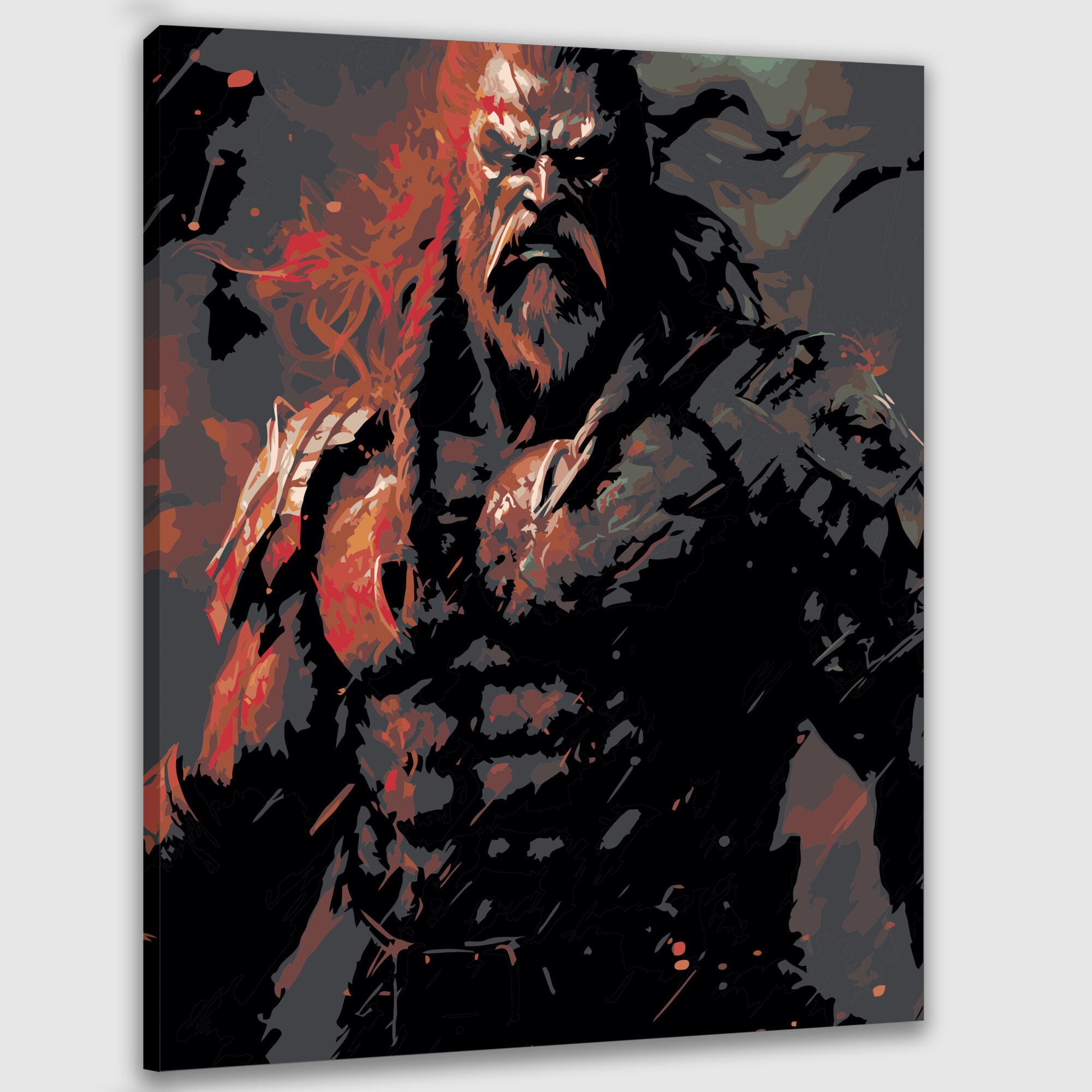 Картина по номерам 40x50 см, воин-викинг, Берсеркер, эпическая битва, мышцы, вены, глаза, жажда победы, детализация