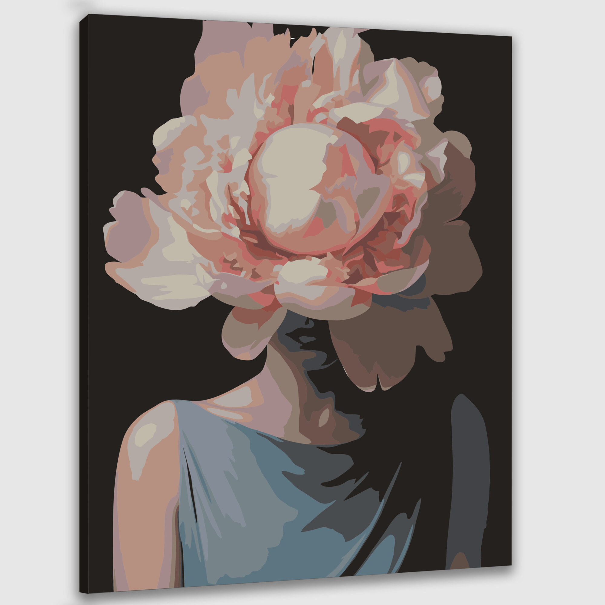 Картина по номерам 40x50 см, пионы, лицо, Эми Джадд, картина