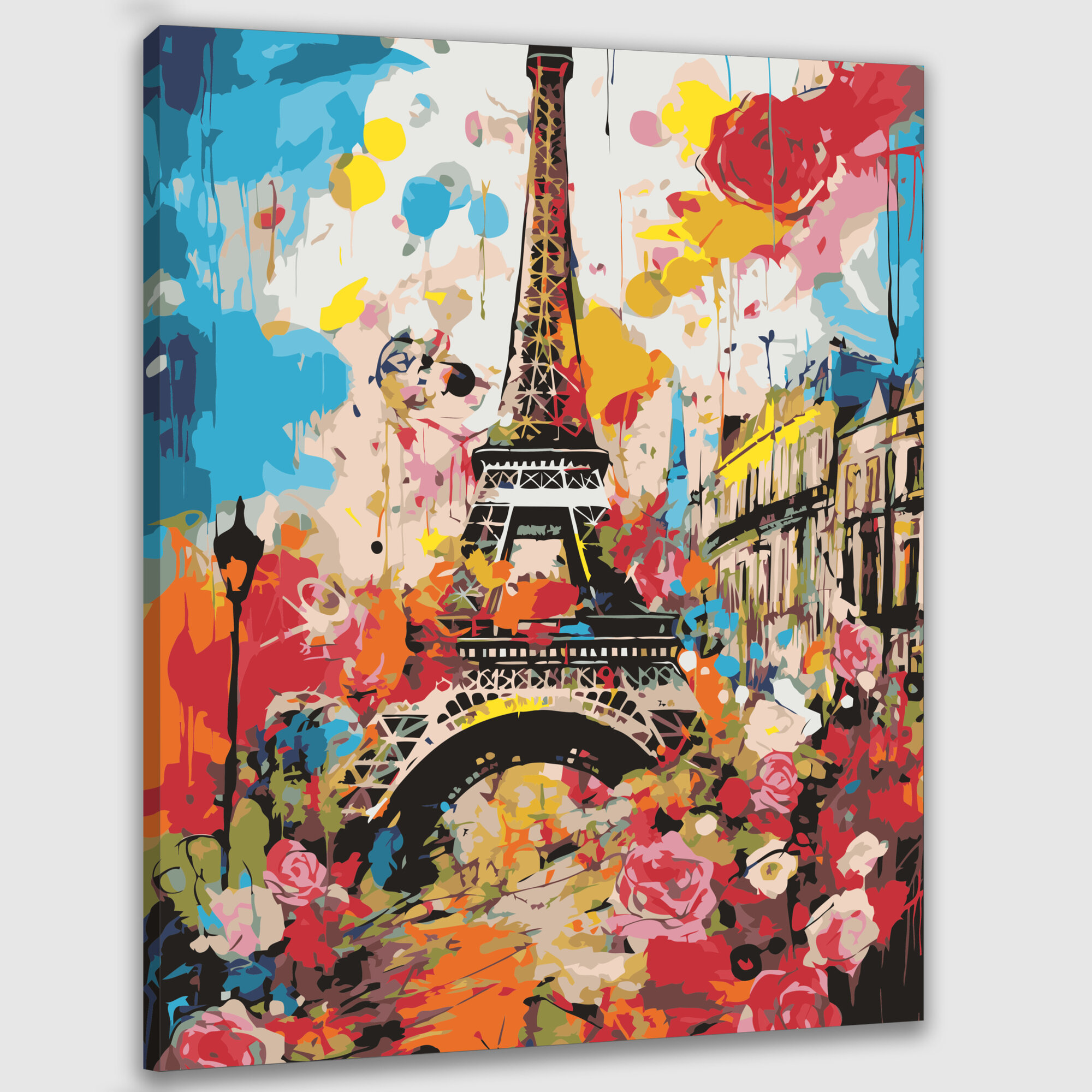 Картина по номерам 40x50 см, картина, смешанная техника, уличное искусство, Париж, граффити, Эйфелева башня