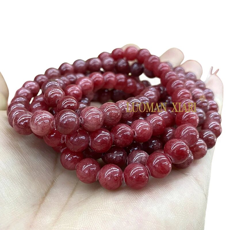 Бусины из персидского нефрита LUOMAN XIARI, имитация Бордовый, 6mm about 63pcs, ruby red jade