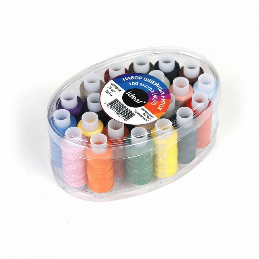 Набор швейных ниток 100 Экстра (40/2) 200 м уп.24 шт ассорти упак