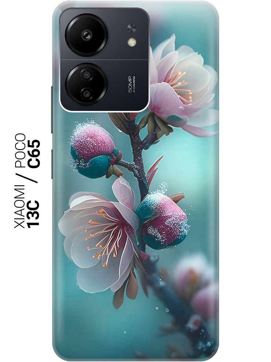 Силиконовый чехол на Xiaomi Redmi 13C / Poco C65 / Сяоми Редми 13С / Поко С65 с рисунком "Распускающиеся бутоны"