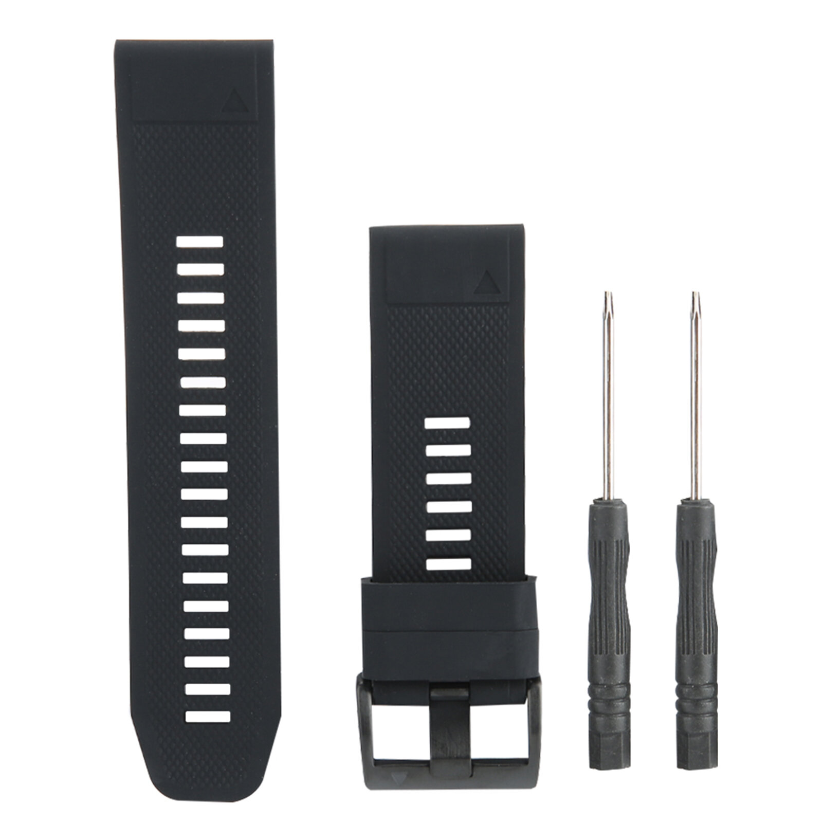 26mm Watch Band Silicone Pin Buckle Waterproof Strap Fit for Garmin fenix 5Xplus (Black)