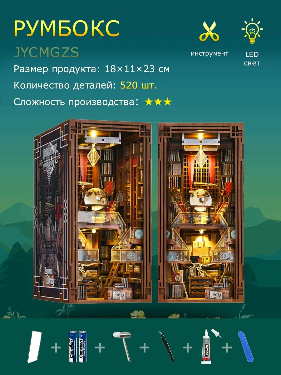 Подарочный Интерьерный конструктор (Румбокс) миниатюра JYCMGZS "частная библиотека" DIY House