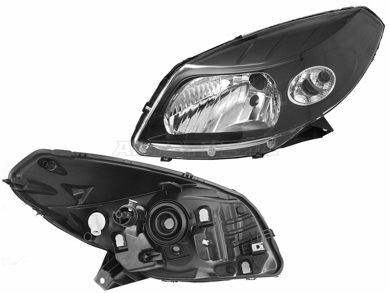 Фара левая, черная для Рено Логан арт ST5511170L SAT