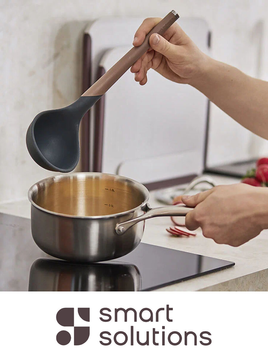 Половник Smart Chef, Smart Solutions, чёрный/коричневый, 31см, с нескользящим покрытием