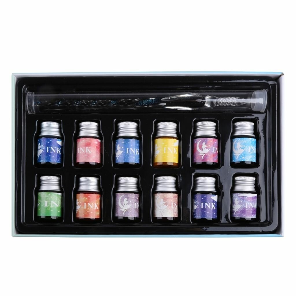 Портативный набор чернил с стеклянной перьевой ручкой для готической каллиграфии