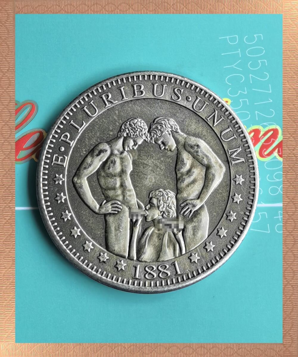 Монета США 1 доллар 1881 года. История любви. Девочки ню. Эротика, камасутра