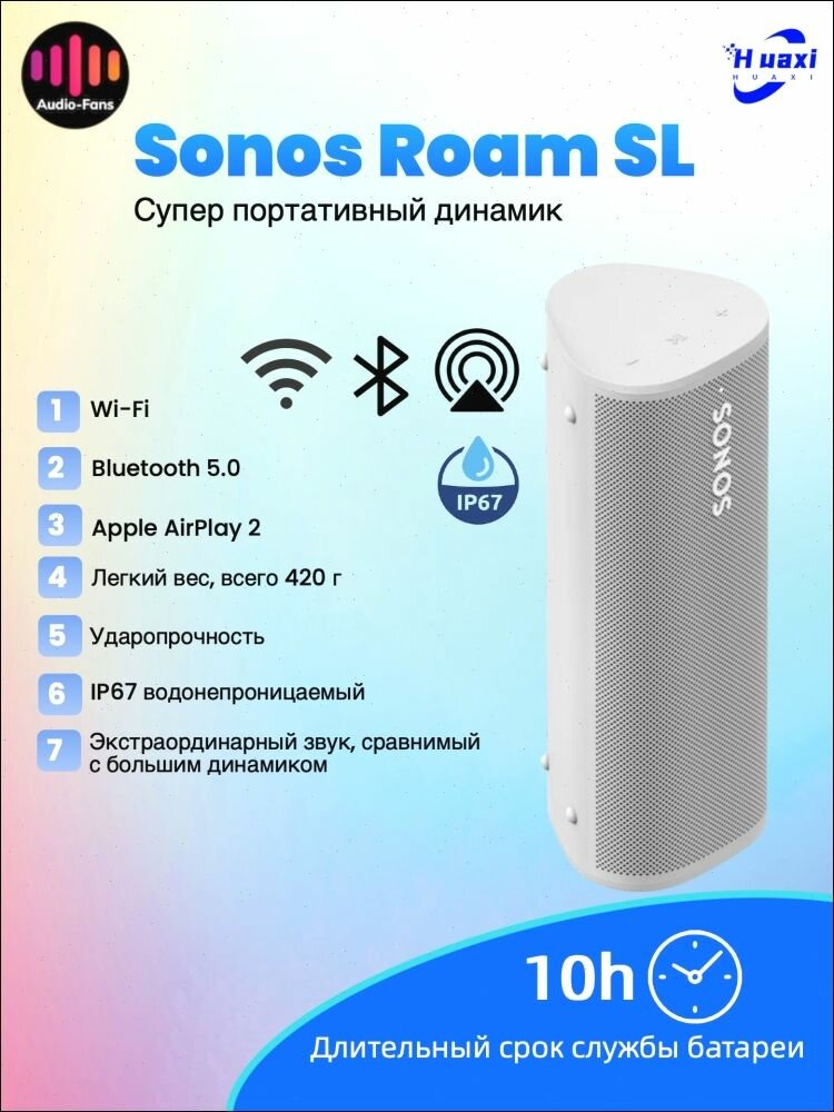 Беспроводной динамик SONOS Roam SL White WiFi/Bluetooth/AirPlay