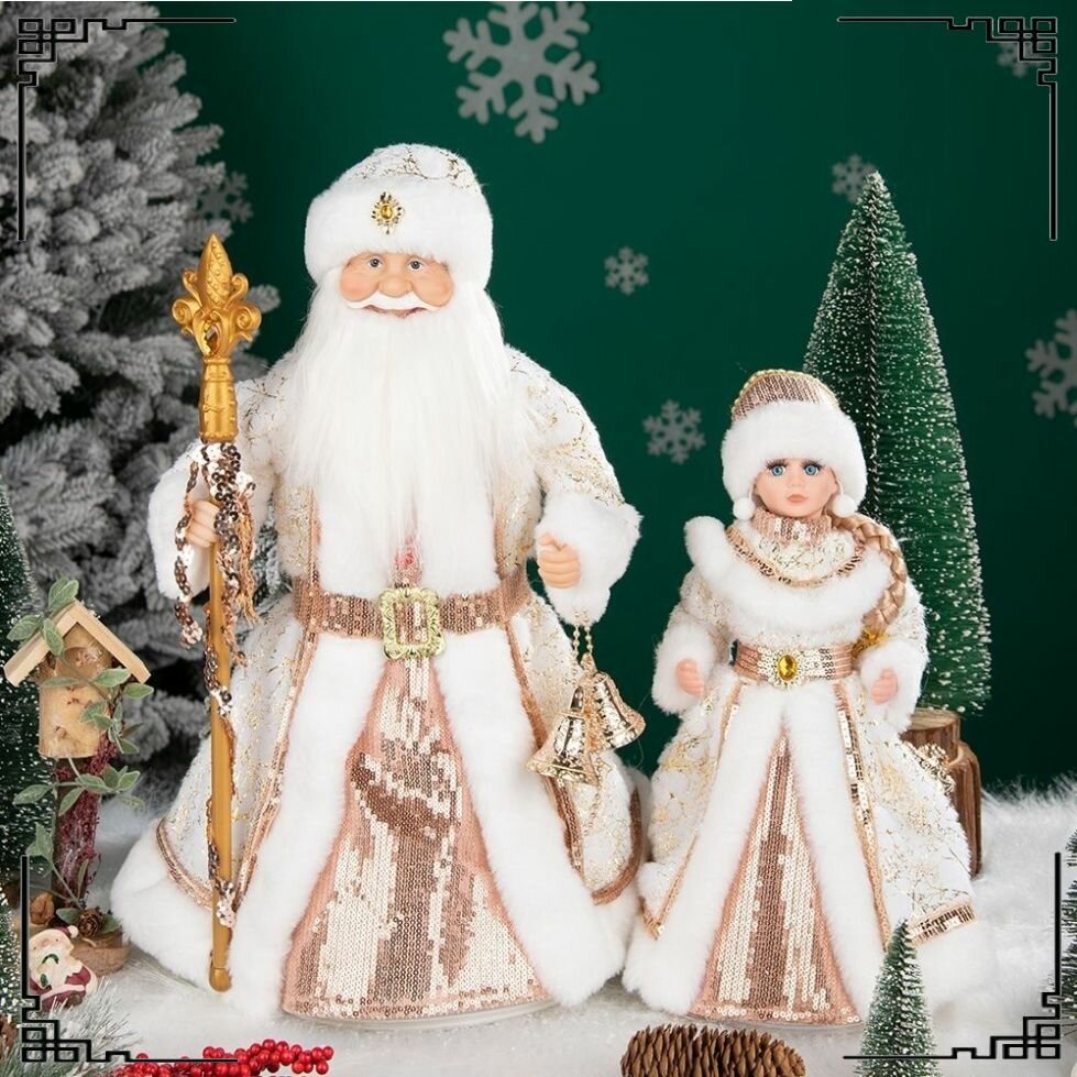 Фигурка Дед мороз под елку 50 см/35cm музыкальный дедушка мороз, синий 2 шт