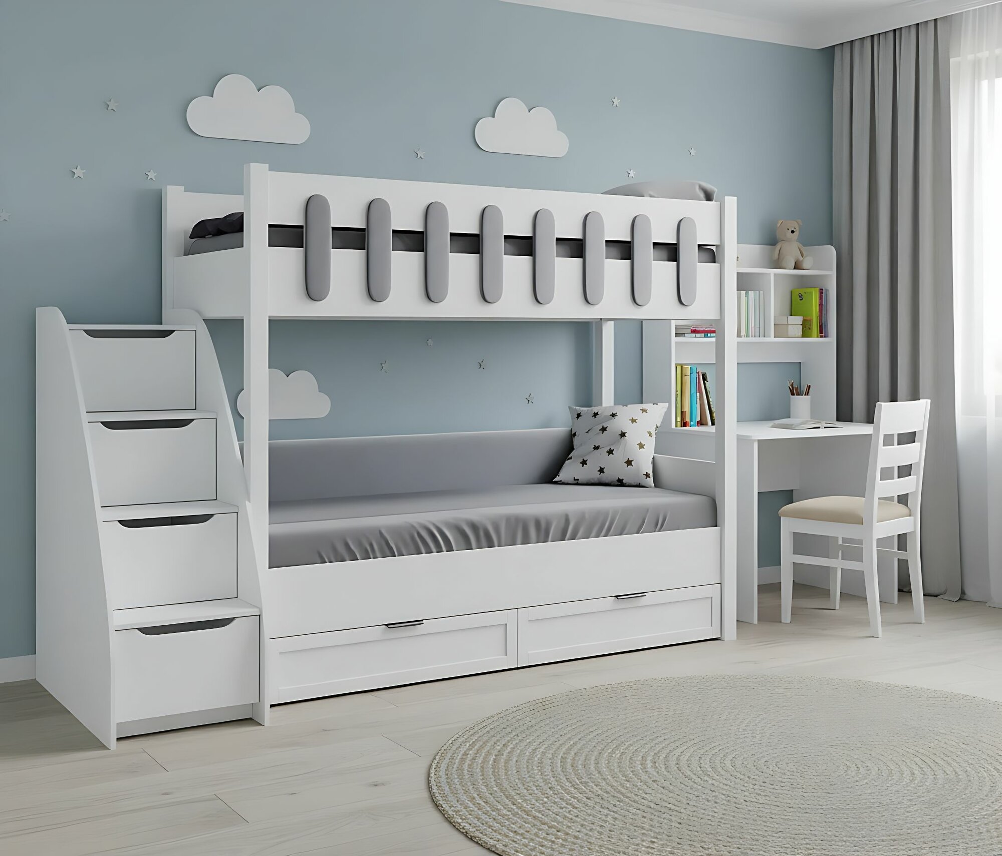 Кровать детская двухъярусная Исландия, без лестницы