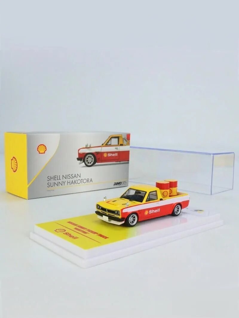 Машинка INNO 1/64 Sunny Shell GT-R pickup Hakotora for Nissan Die-cast Alloy Car Model Collection Gift