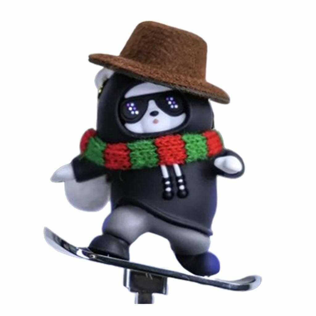 Автомобиль с креативным мультяшным шарфом, украшенный медведем на скейтборде, черный