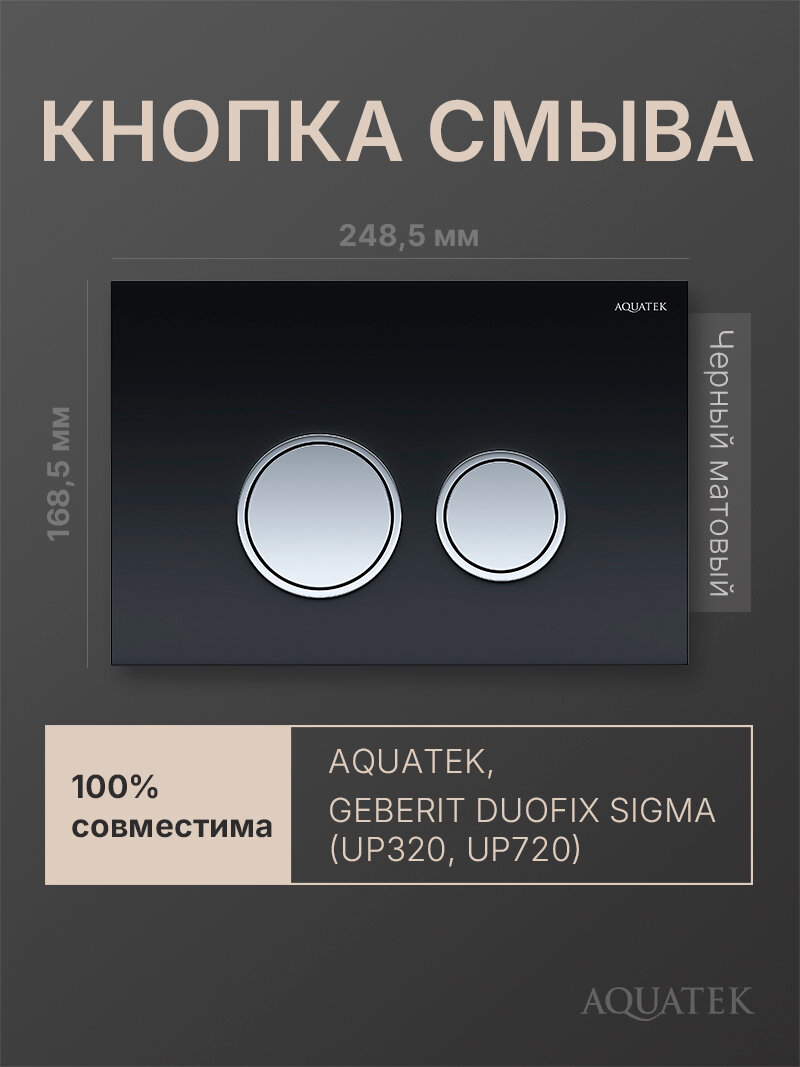 Кнопка смыва для инсталляции Geberit Sigma, Aquatek, черная, стекло, круглая