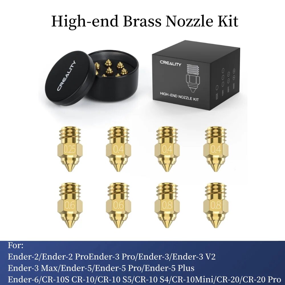 Creality Ender-3V2 комплект насадок, 8 шт./компл, закаленная сталь, латунь/медный сплав, высокая твердость, высокая износостойкость для Ender-3